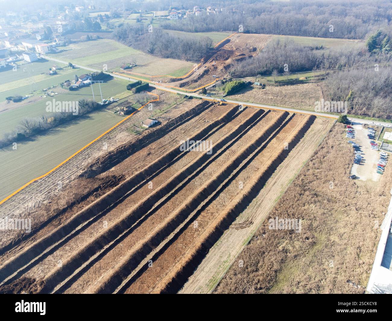 Construction sites for the Pedemontana Lombardia motorway begin. Arcore ...