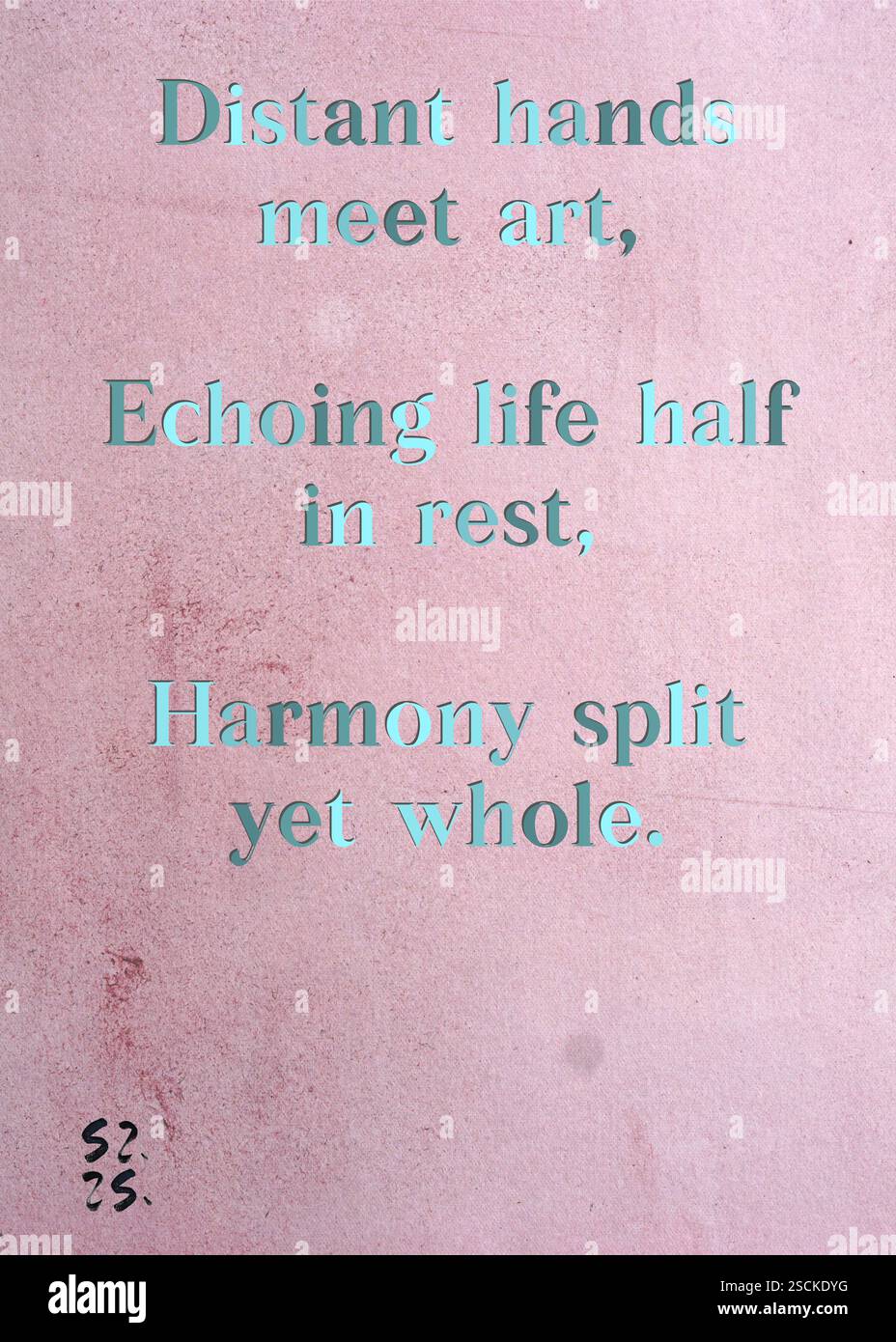 Distant hands meet art, Echoing life half in rest, Harmony split yet ...
