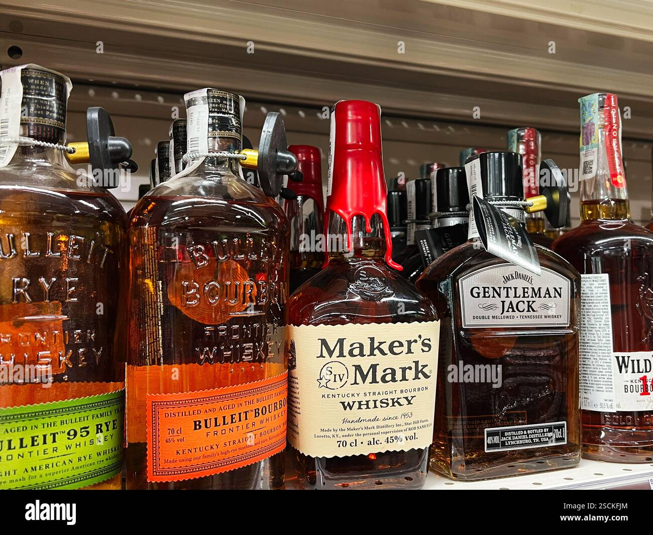 Kyiv, Ukraine - February 04, 2025: Selection of bourbon and whiskey ...
