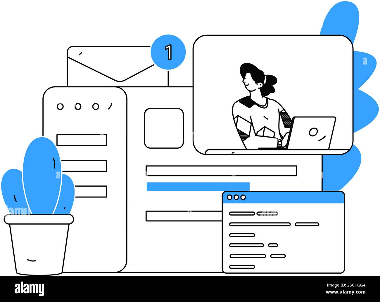 Flat vector illustration of business people operating work scene Stock ...