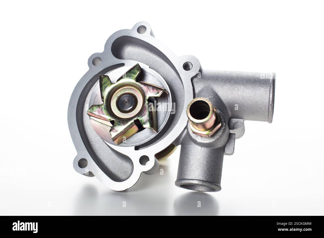 Water pump assembly displayed on a white background highlighting its ...