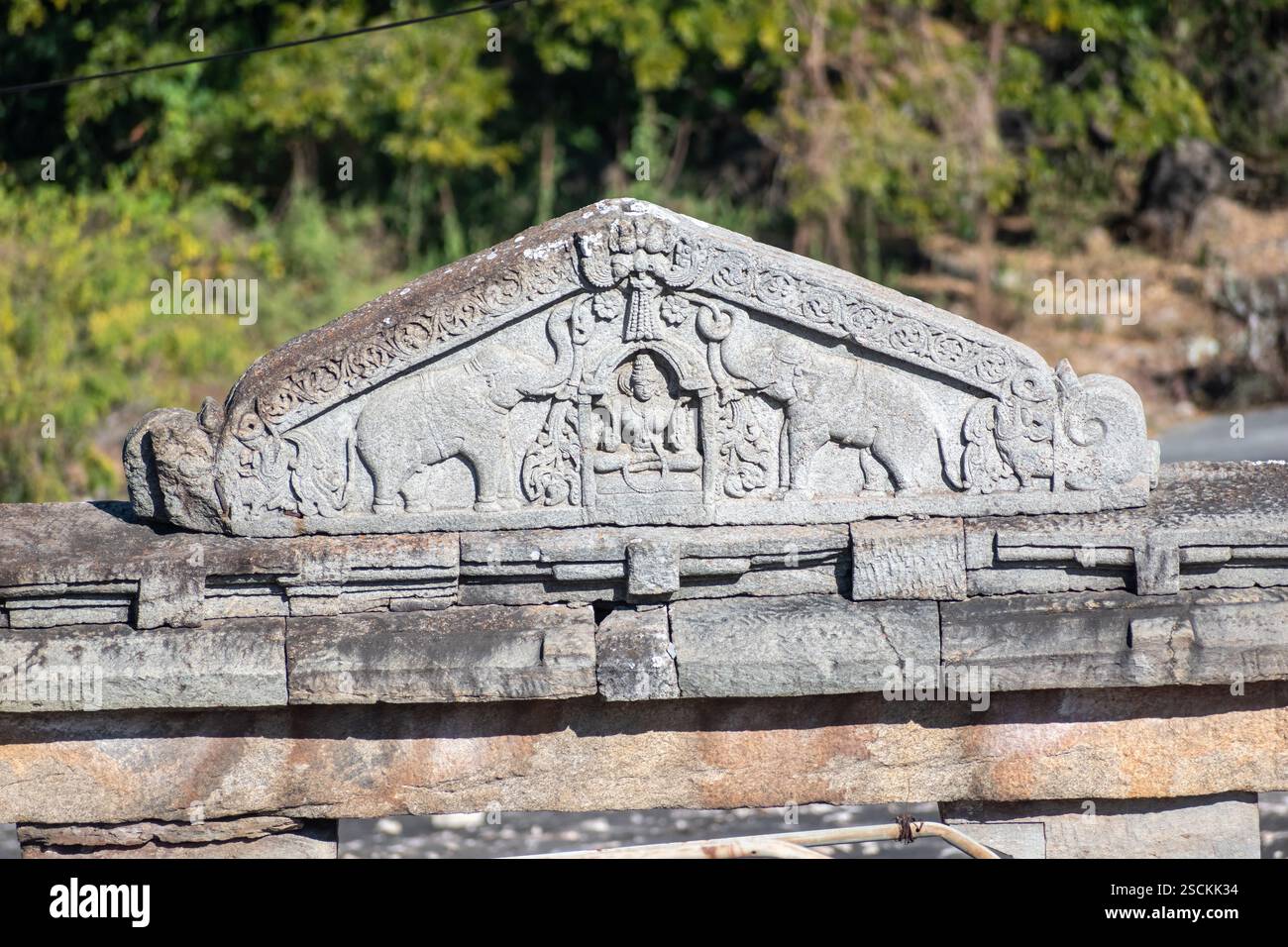 Ancient carvings of decorative elephants worshipping a deity on the ...