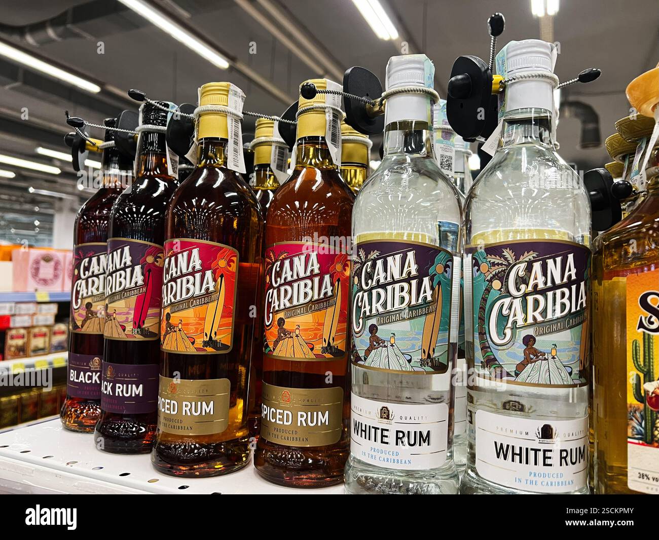 Kyiv, Ukraine - February 04, 2025: Various types of Cana Caribia rum ...