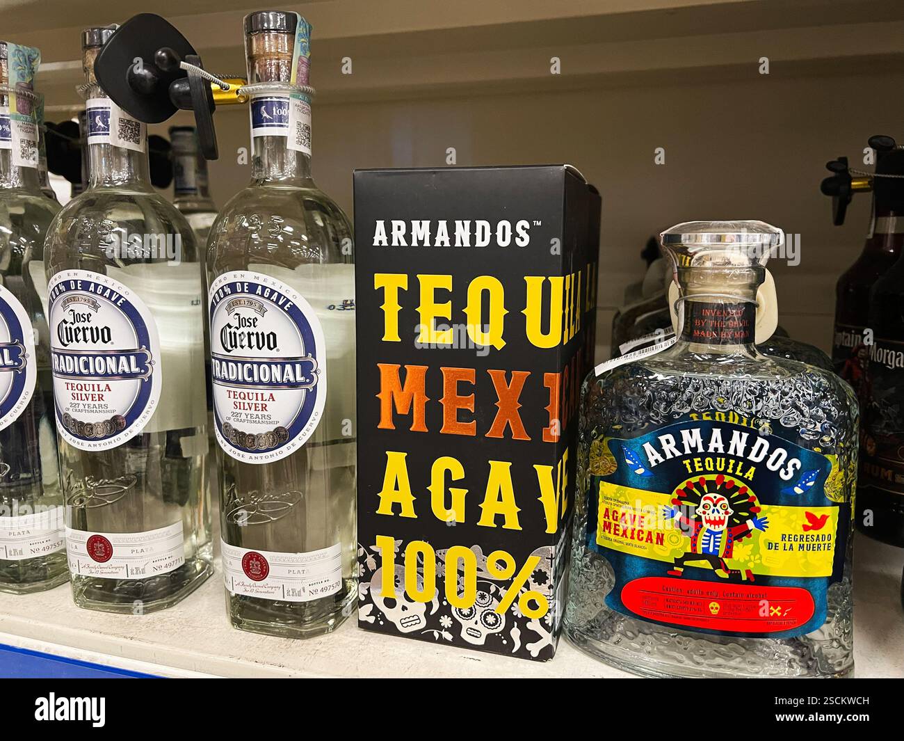 Kyiv, Ukraine - February 04, 2025: Tequila bottles featuring unique ...