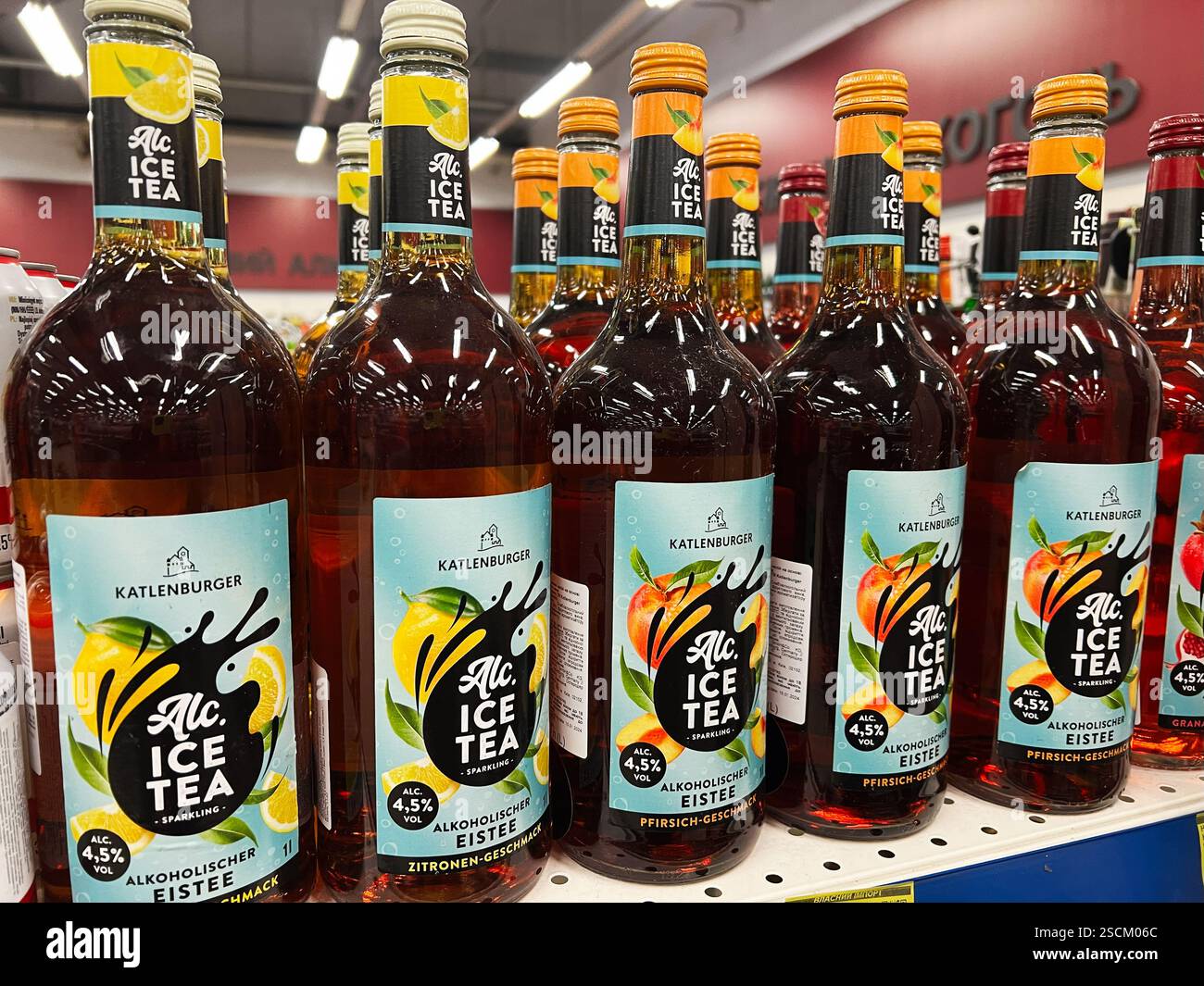 Kyiv, Ukraine - February 04, 2025: A variety of Katlenburger iced tea ...