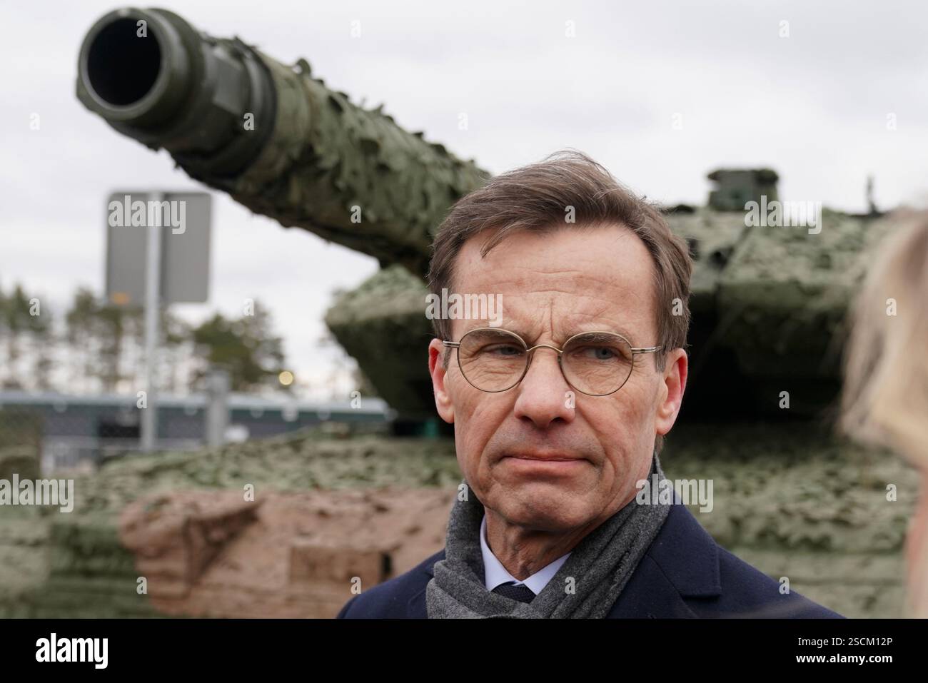 Sweden's Prime Minister Ulf Kristersson speaks to the media after a ...