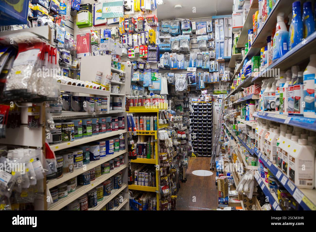 Hardware shop store inside interior; well stocked DIY, handyman and ...