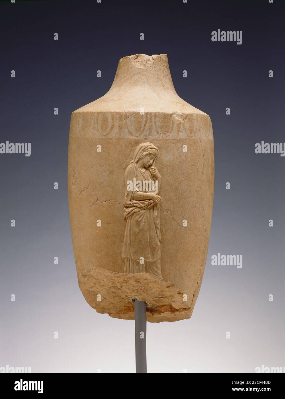 Funerary Lekythos, about 375 BC. Sculpted Vessel with a Young Woman ...