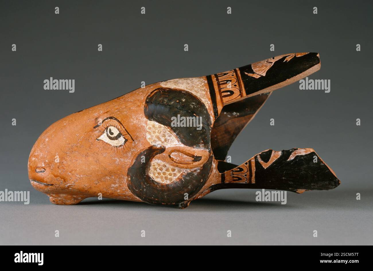 Attic Red-Figure Dimidiated Rhyton, about 450-425 BC. Additional Info ...