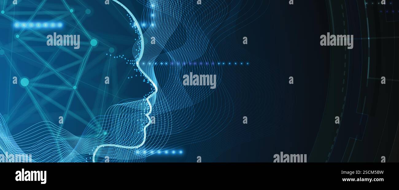 Abstract Artificial intelligence. Cloud computing. Machine learning. Technology web background ...