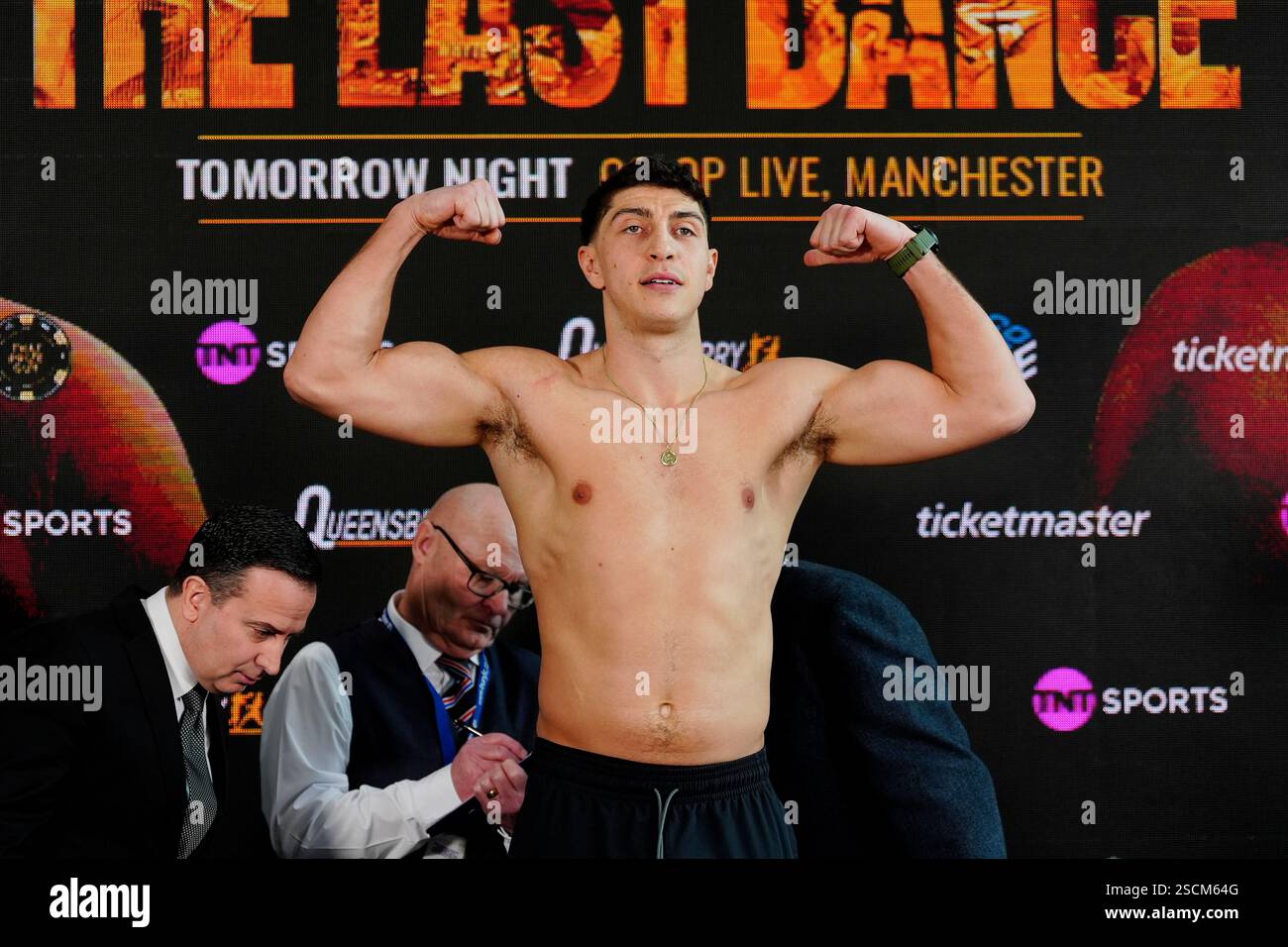 Lewis Williams during the weigh-in at the National Football Museum ...