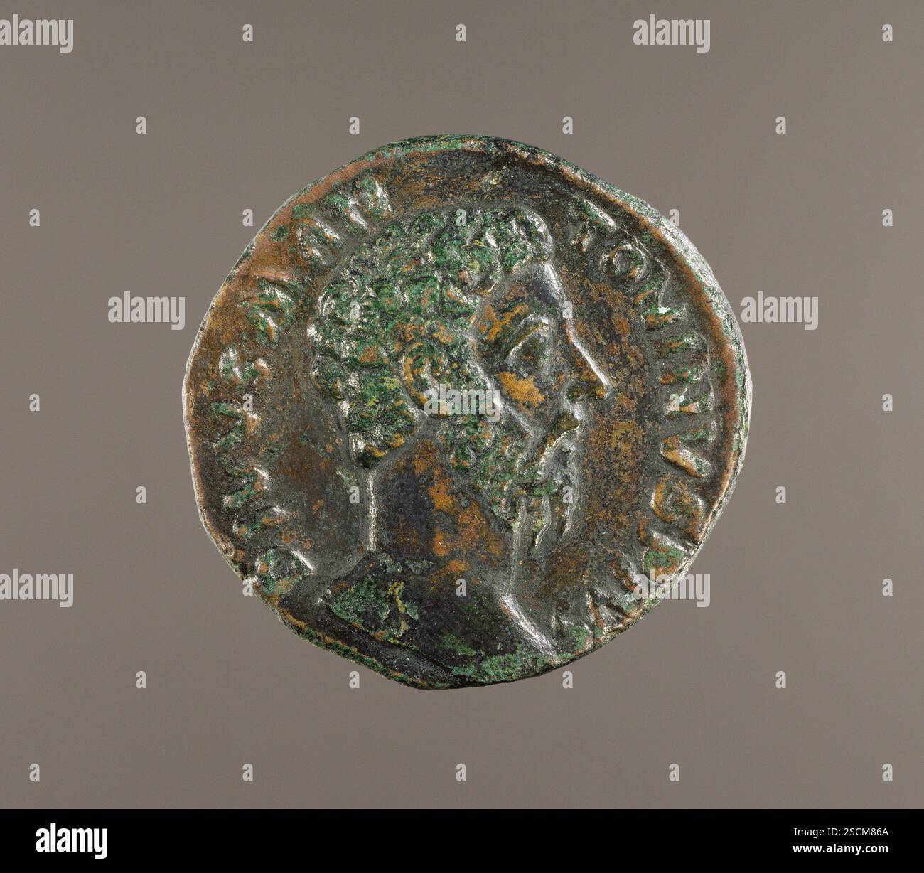 Sestertius Coin of Marcus Aurelius. Head of Marcus Aurelius, about A.D ...