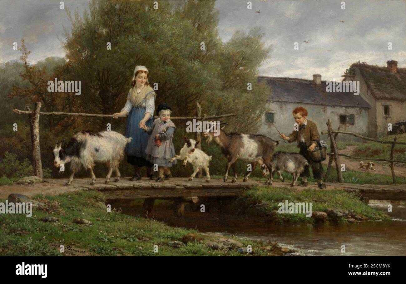 Over the Plank Bridge, 1878 Stock Photo - Alamy