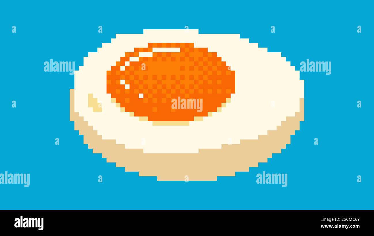 Pixel art of half an egg. Boiled egg in 8-bit video game style. Vector ...
