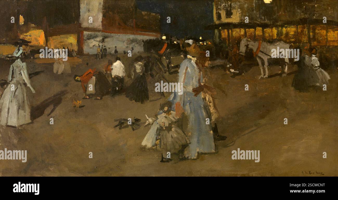 Evening on Dam Square in Amsterdam, 1890 Stock Photo - Alamy