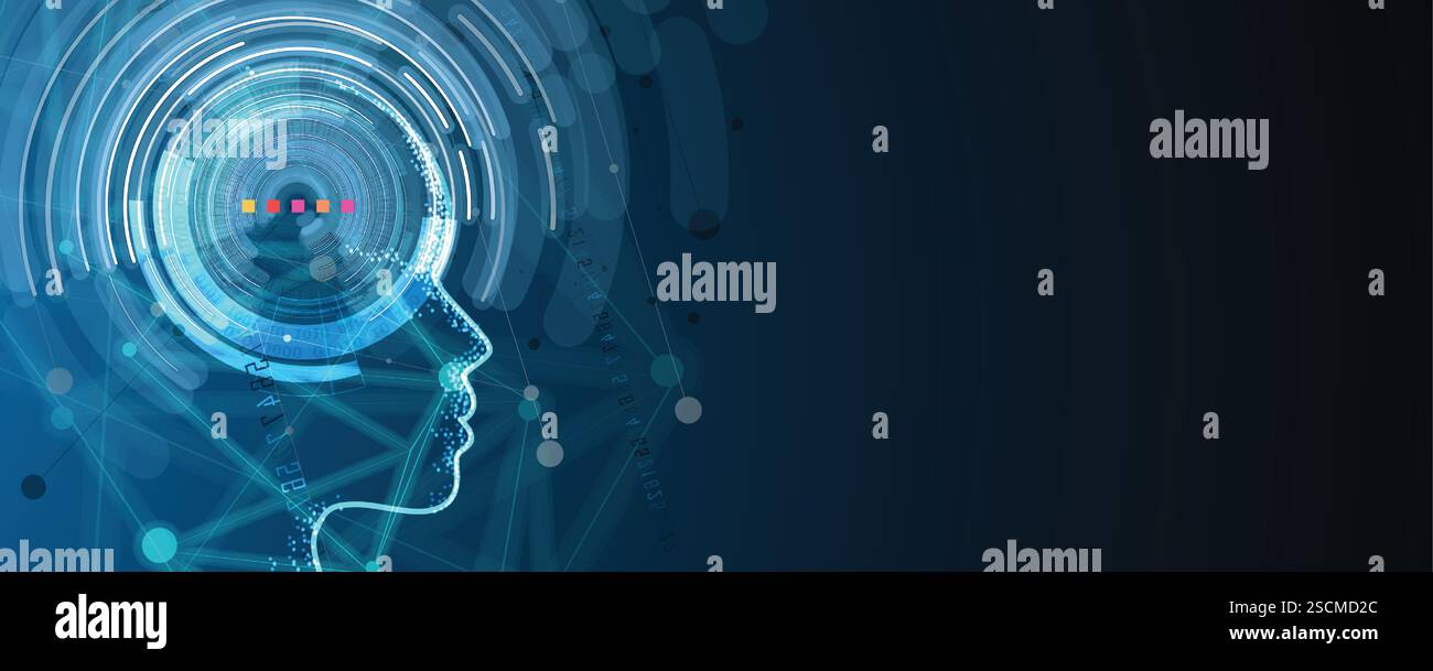 Abstract Artificial intelligence. Cloud computing. Machine learning. Technology web background ...