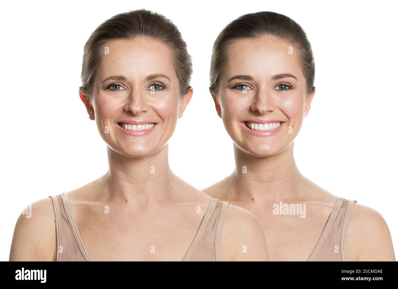 Happy women on white background. Young and mature adult female model ...