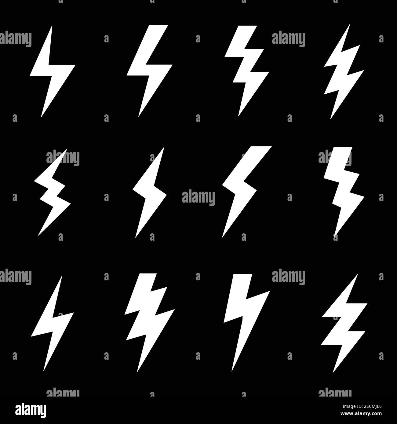 Flash, thunderbolt, lighting symbol set with eiaght different style ...