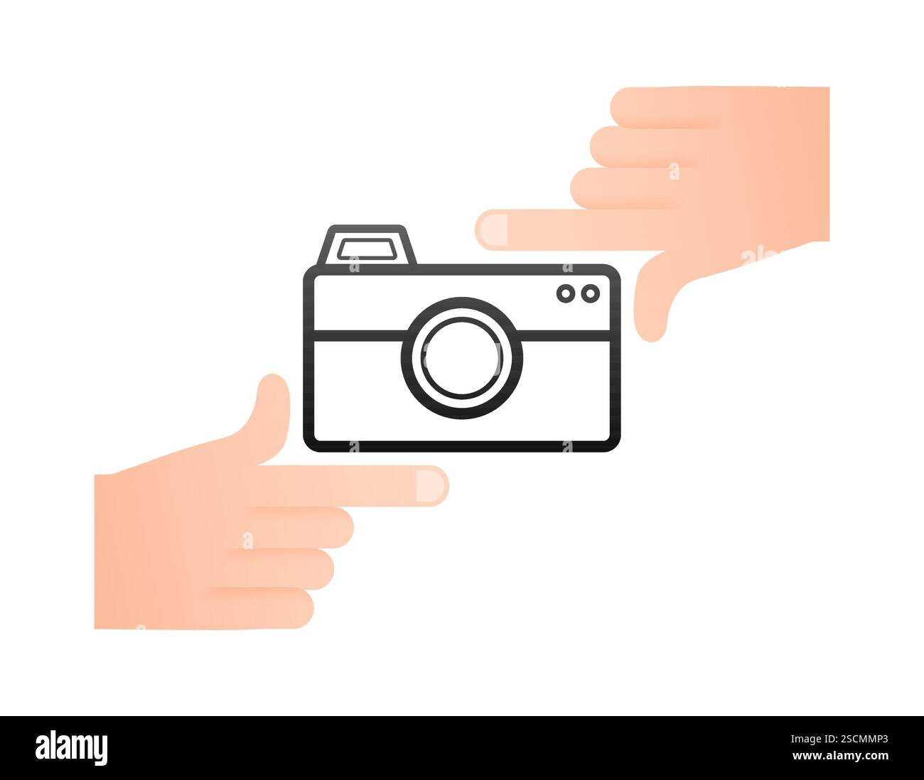 Two hands framing a camera icon, taking a photo concept Stock Vector ...