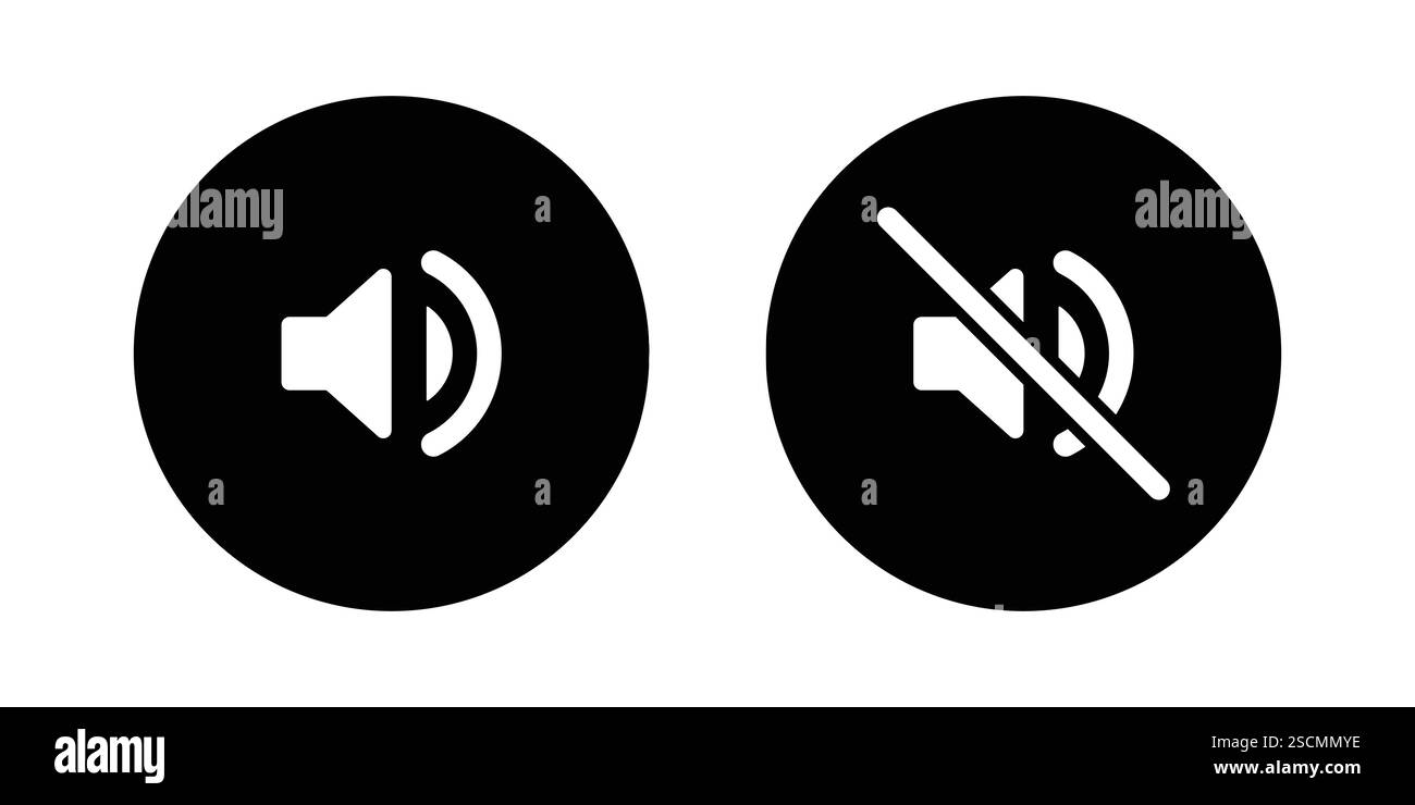 Loud speaker, mute icon set , interface in black and white color ...