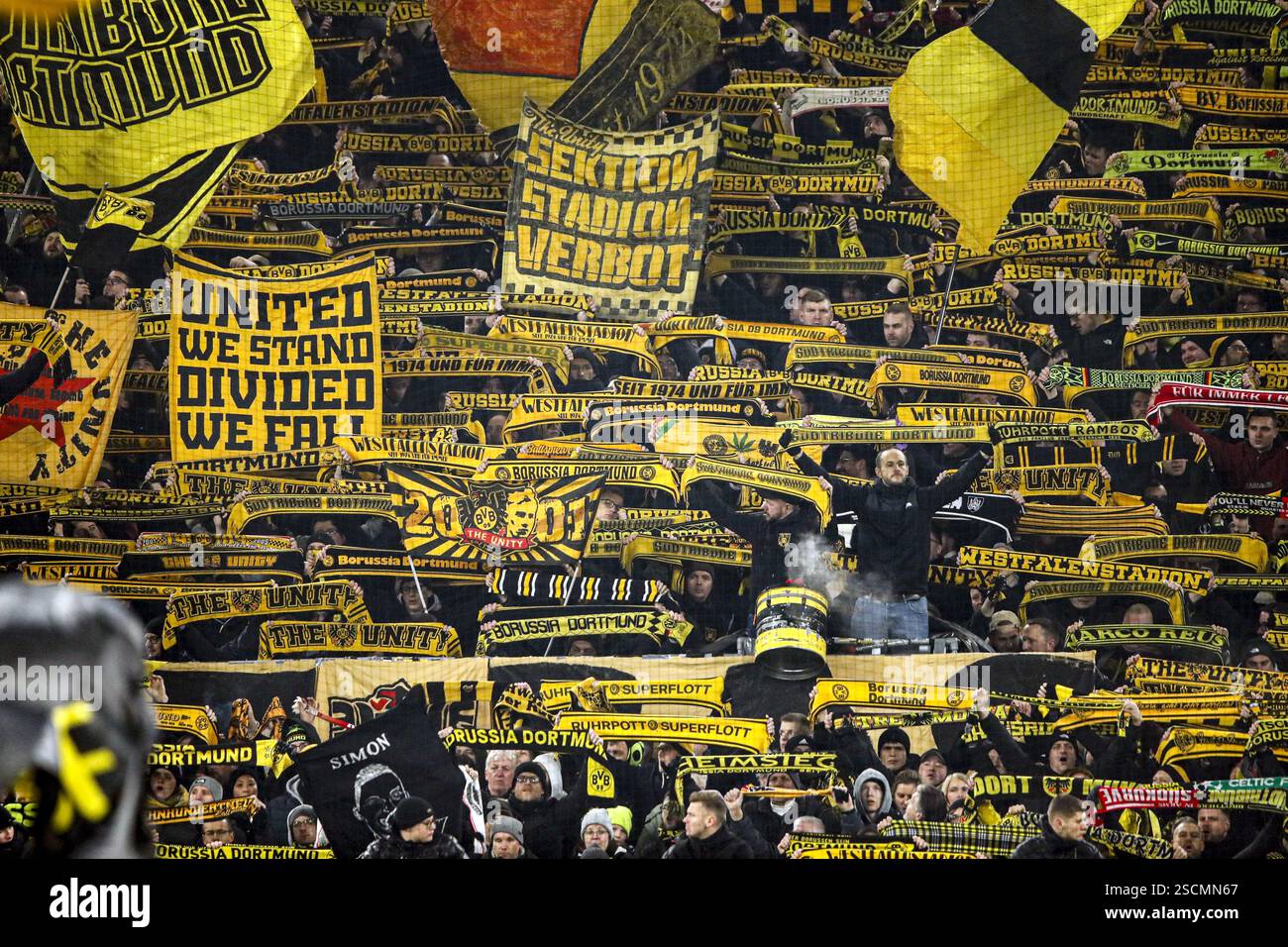 DORTMUND - Dortmund fans at the Gelbe Wand during the Bundesliga match ...