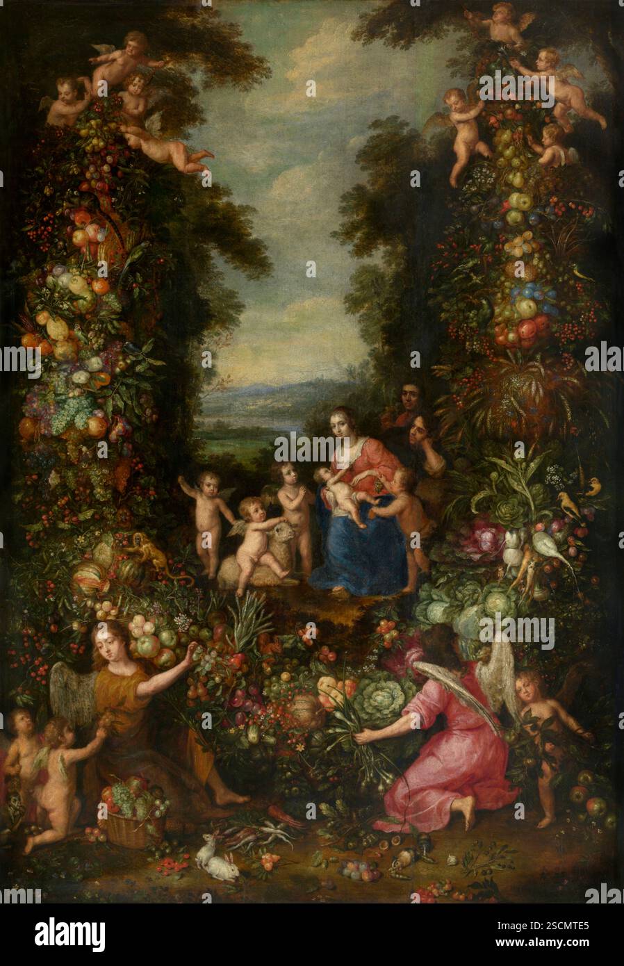 The Holy Family with the Infant Saint John the Baptist surrounded by a ...