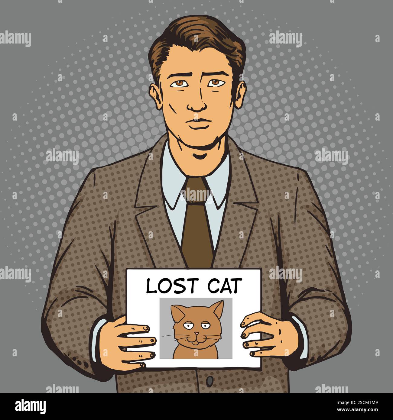 Man With Missing Cat Ads Pop Art Style Vector Stock Vector Image And Art Alamy