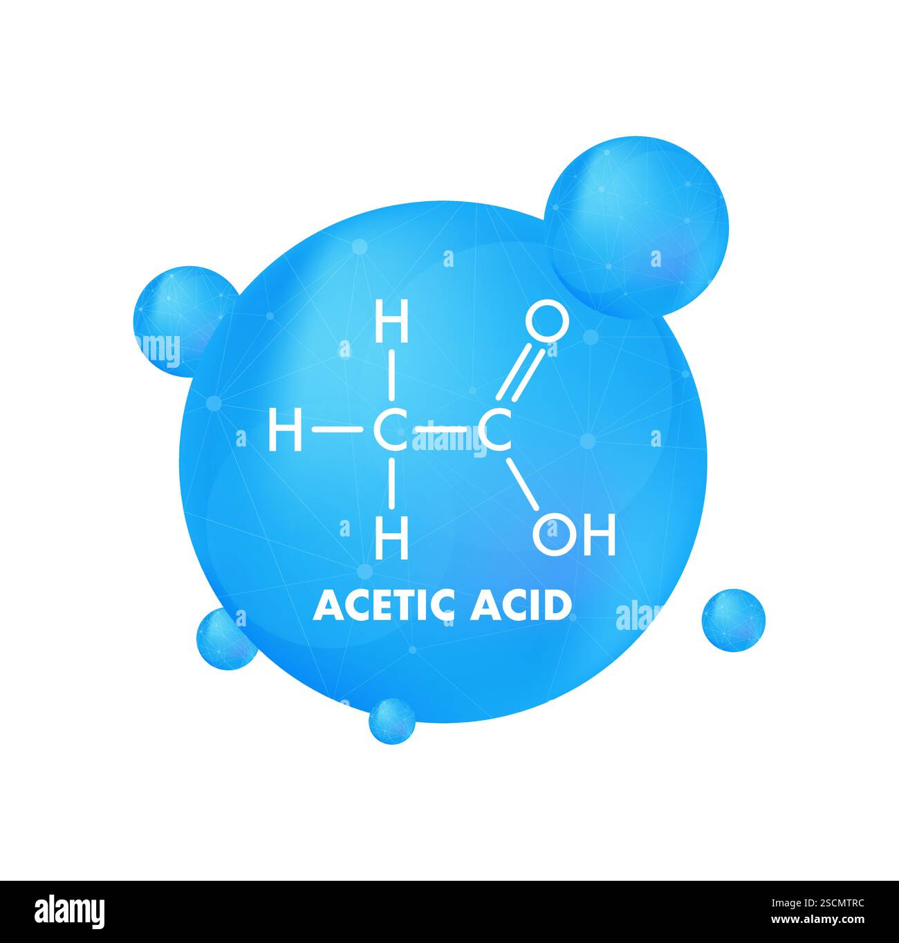 Acetic Acid Molecule Structure inside Blue Sphere with other Spheres Floating Around Stock ...