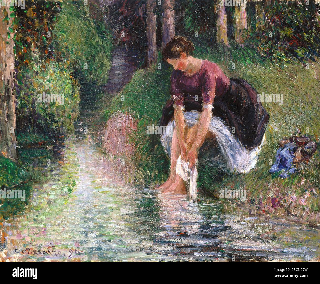 Woman Washing Her Feet in a Brook, 1894 Stock Photo - Alamy