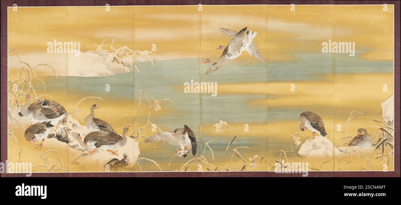 Japanese ink art geese hi-res stock photography and images - Alamy