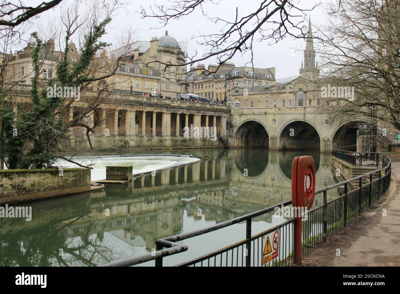 An image of the iconic Pulteney weir in Bath. The image showcases ...