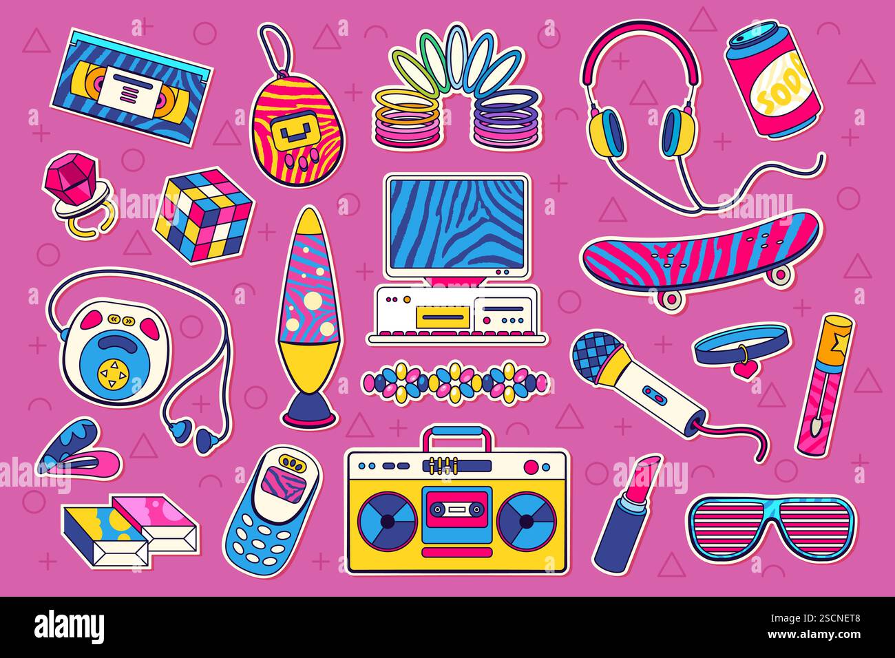 Set of nostalgic 90s vector icon. Pop art sign or clipart for ...