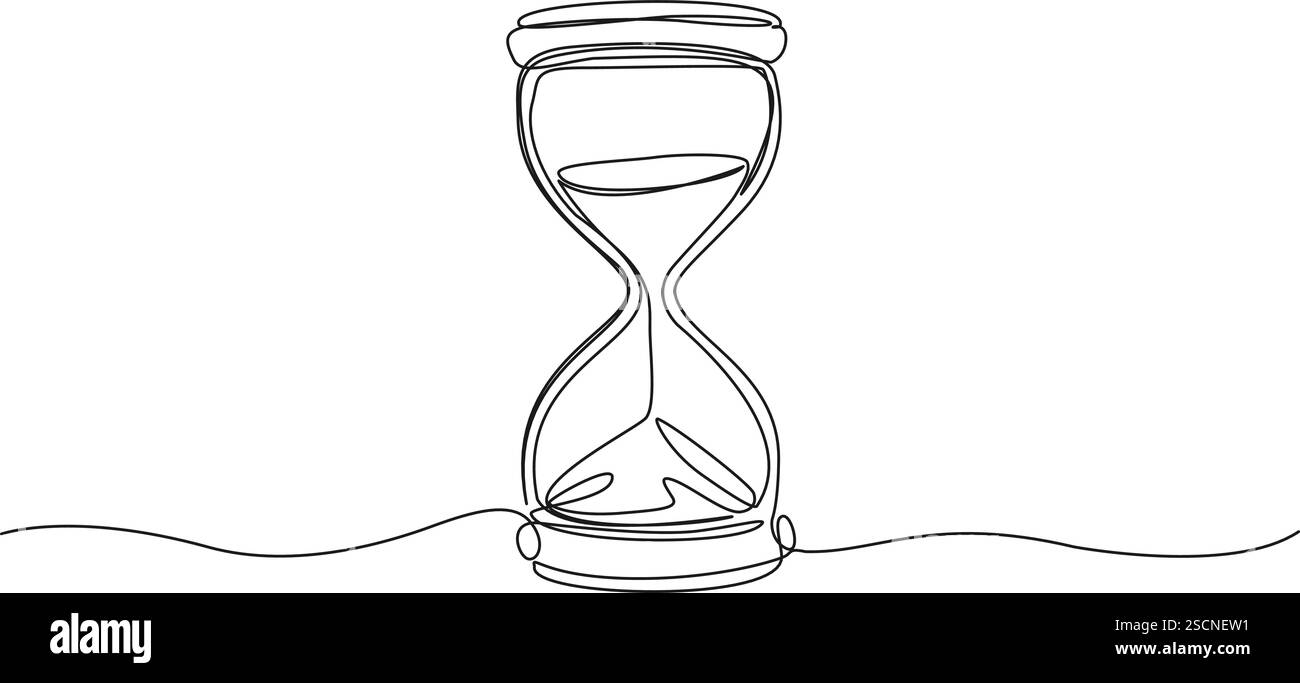 continuous single line drawing of an hourglass, line art vector ...