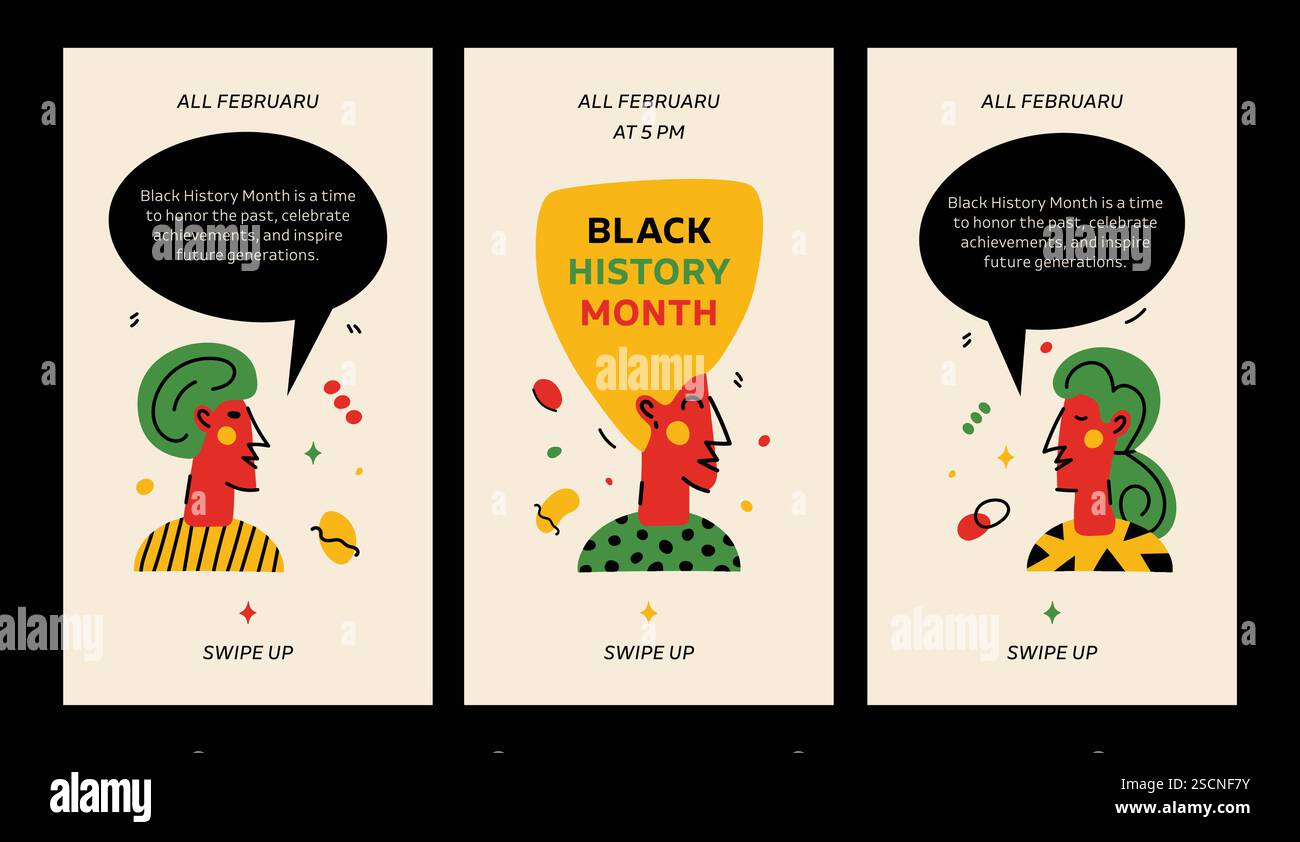 Set of 3 modern social media story templates celebrating Black History ...