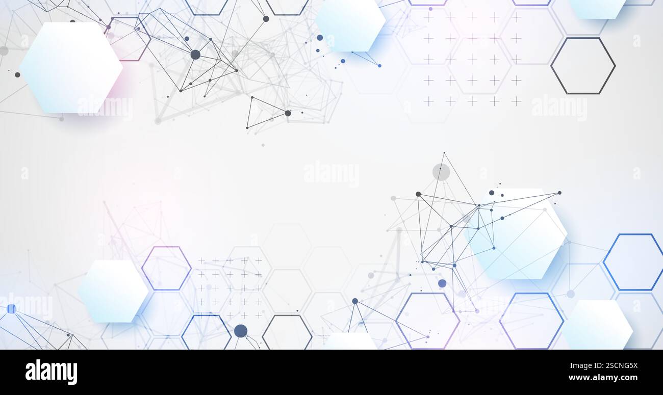 Abstract scientific vector background. Light gray gradient of hexagons ...