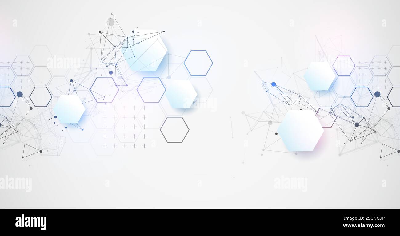 Abstract scientific vector background. Light gray gradient of hexagons ...