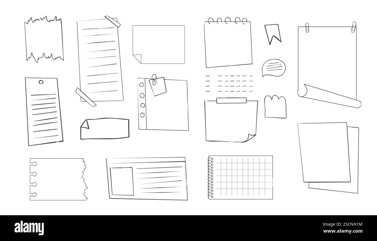 Memo sticky note reminder sheet paper. Doodle paper frame, check list ...