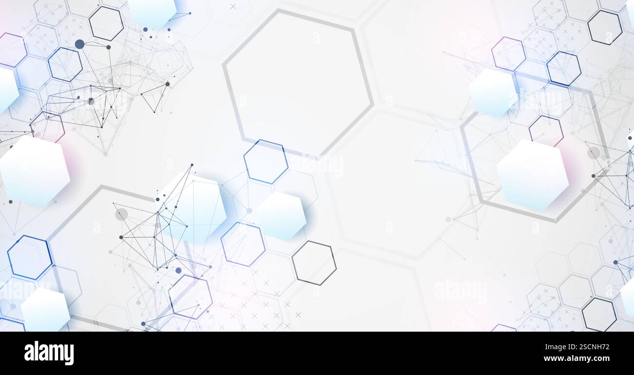Abstract scientific vector background. Light gray gradient of hexagons ...