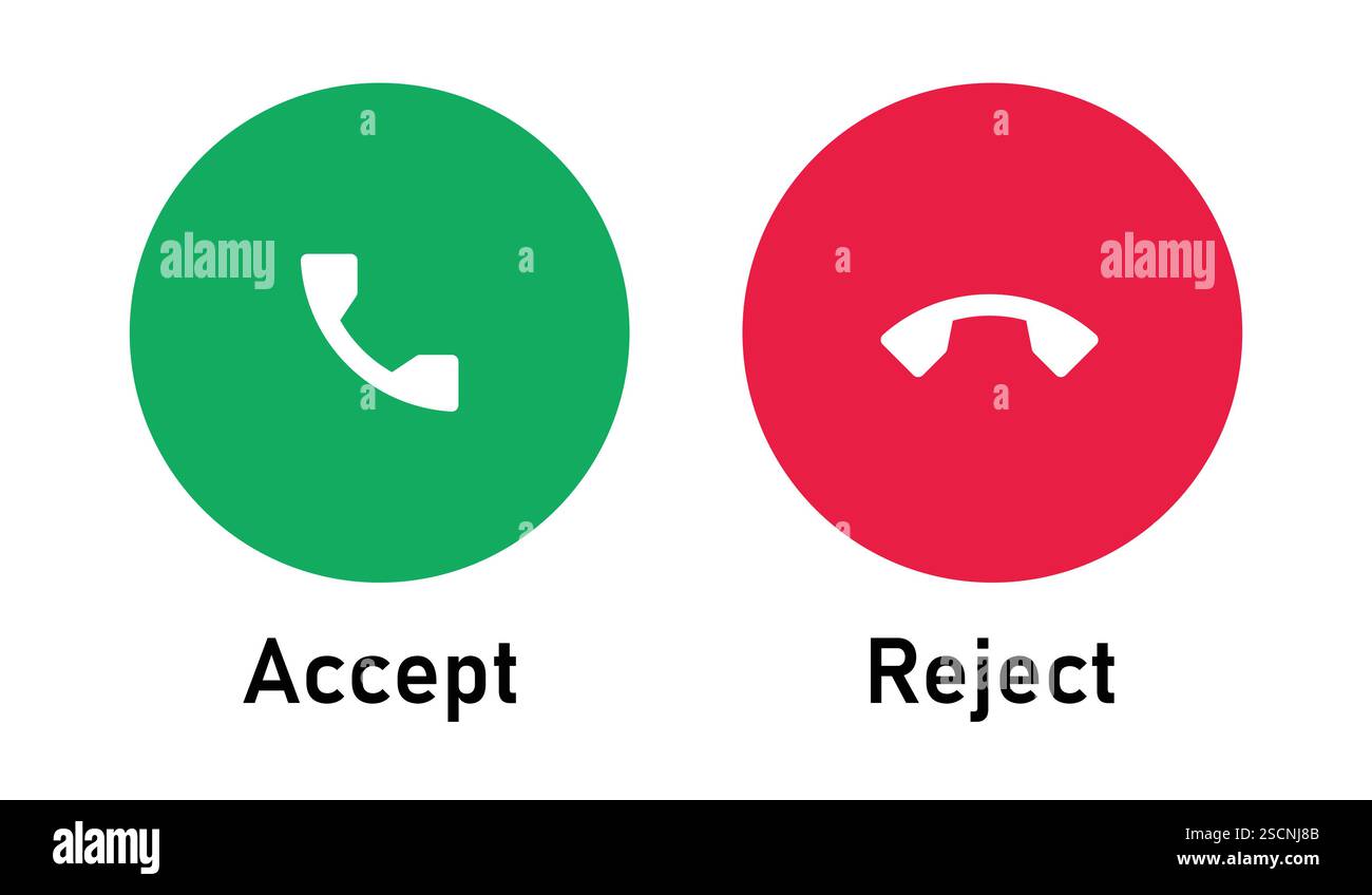 Call accept and decline, end call icon set in green and red color. vector illustration Stock ...