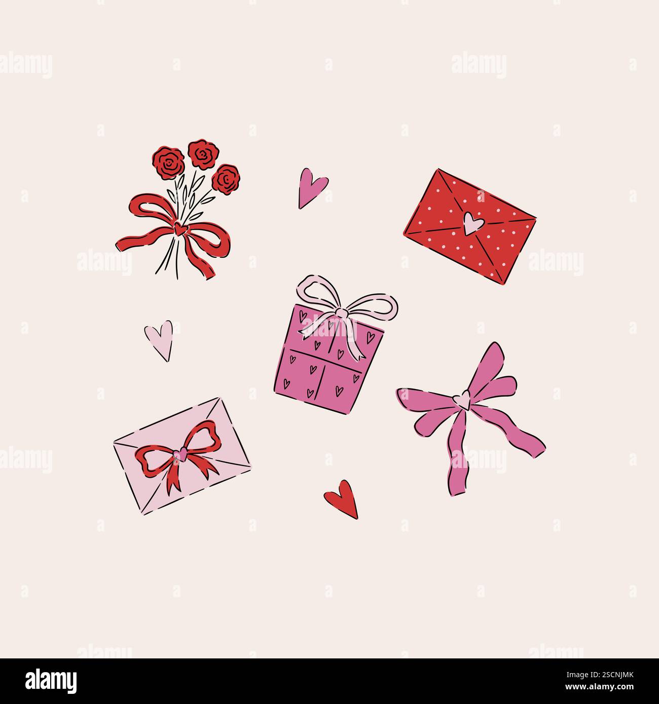 A charming illustration featuring romantic objects Stock Vector Image ...