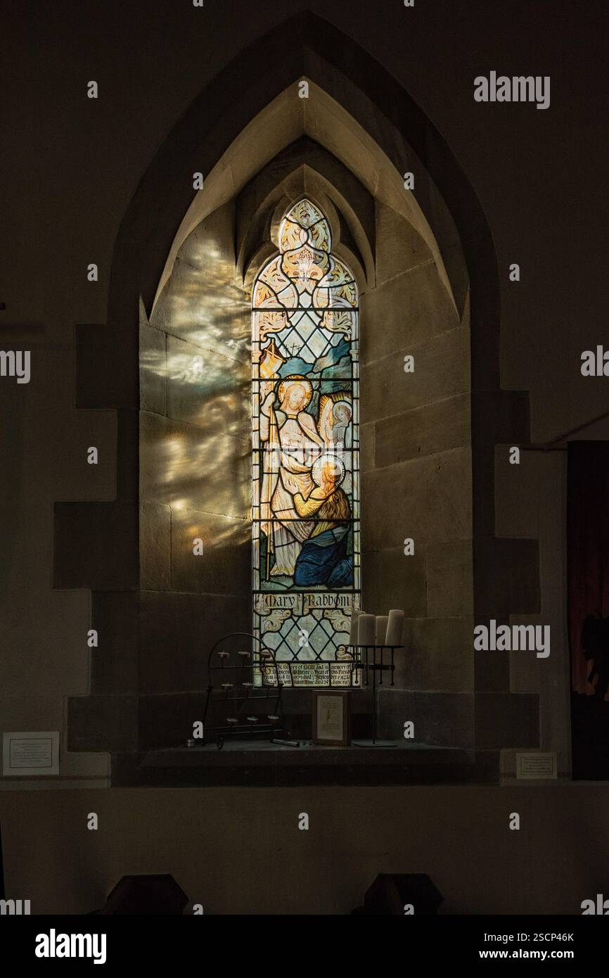 Light passing through stained glass & casting pleasing patterns on the ...