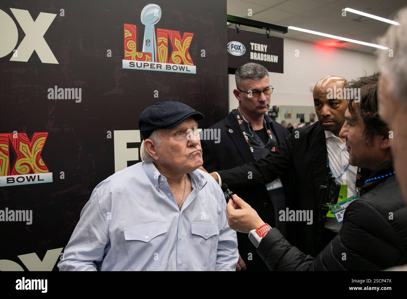 New Orleans, Louisiana, USA. 6th February, 2025. Terry Bradshaw speaks ...