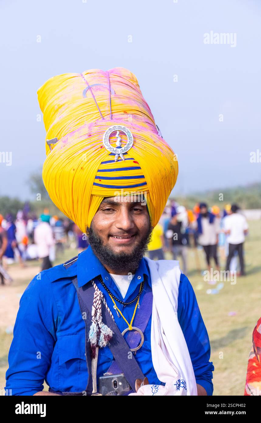 Group of sikh people (Nihang Sardar) performing martial arts during the ...
