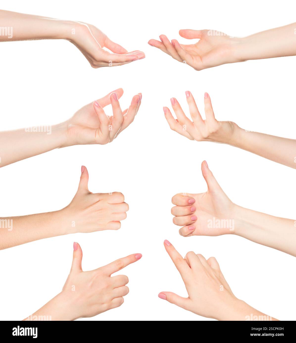 Various hand gestures shown in multiple positions conveying different ...