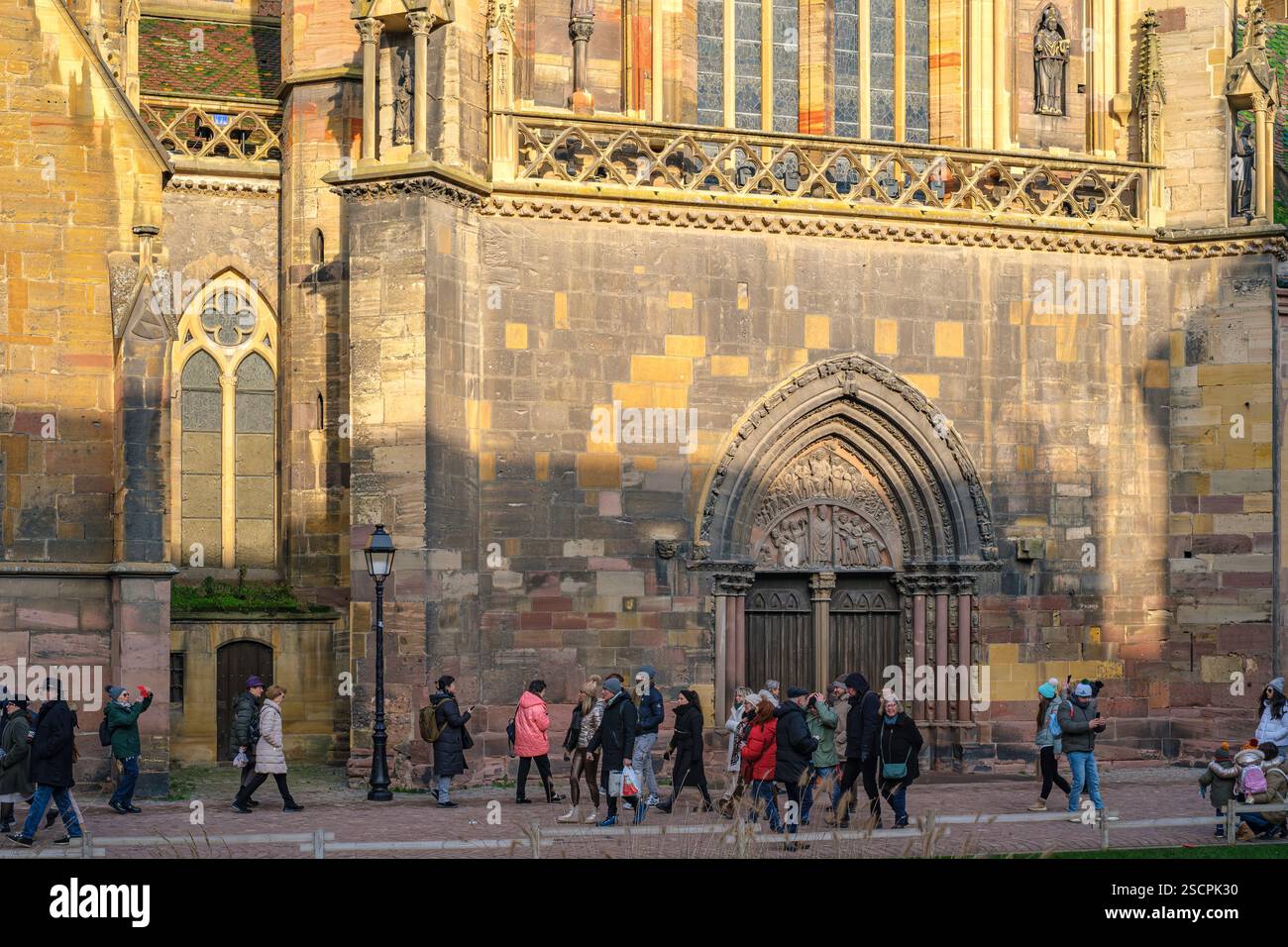 Tourist scene in front of the south transverse facade of St Martin's ...