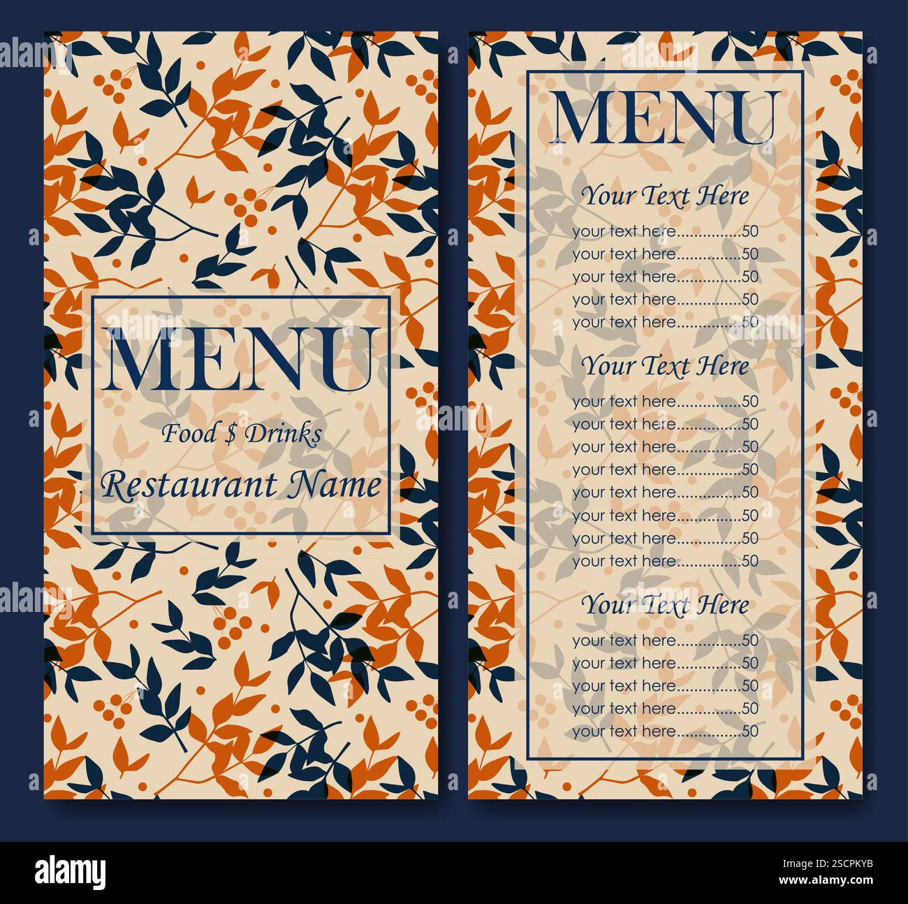 Floral elegant restaurant template. Cafe identity. Restaurant menu with ...