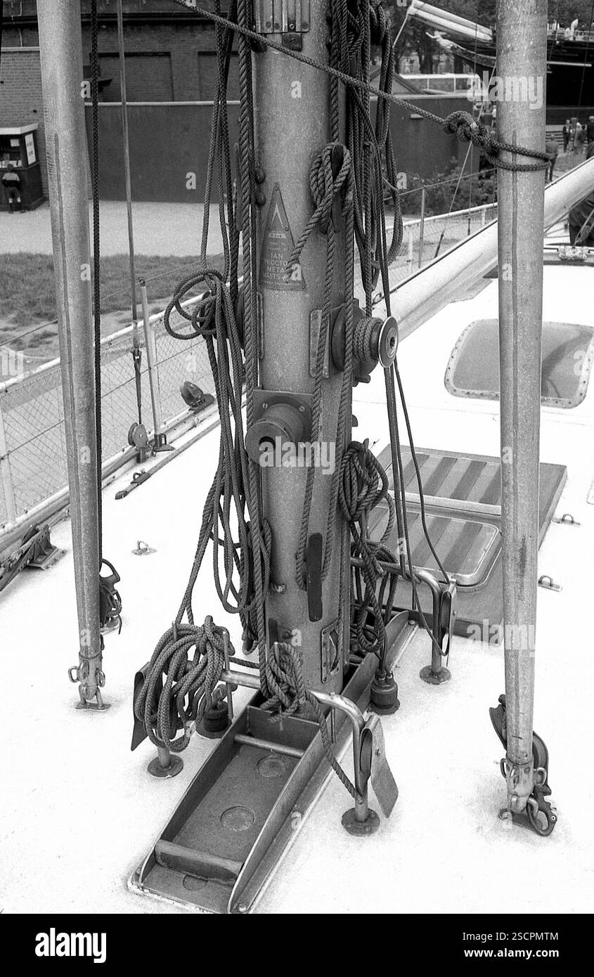 Mast base of the sailing boat Gipsy Moth IV in Greenwich. [automated ...