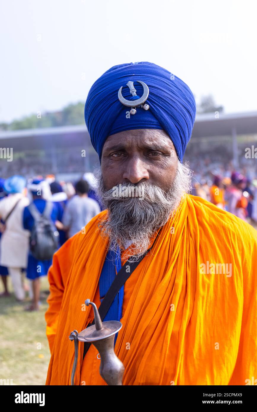 Group of sikh people (Nihang Sardar) performing martial arts during the ...