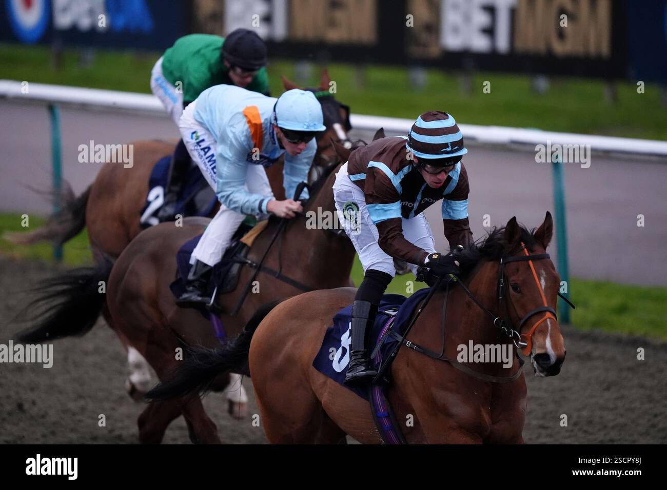 Rey De La Batalla ridden by jockey Paddy Bradley on their way to ...
