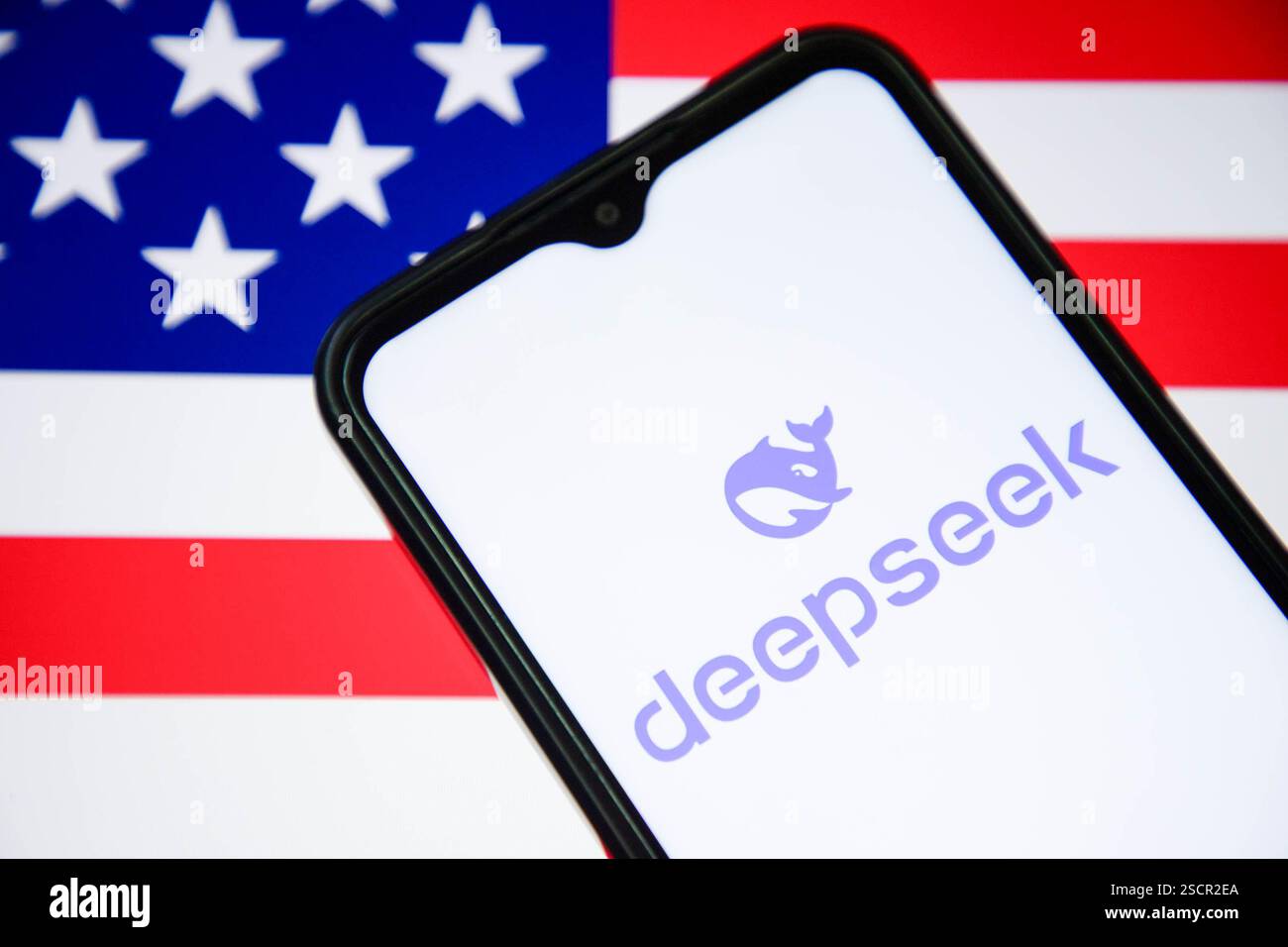 In this photo illustration, the DeepSeek logo is seen displayed on a ...